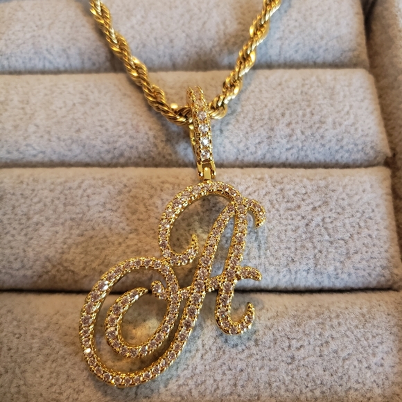 Accessories | Iced Out Letter A Pendant And Rope Chain | Poshmark